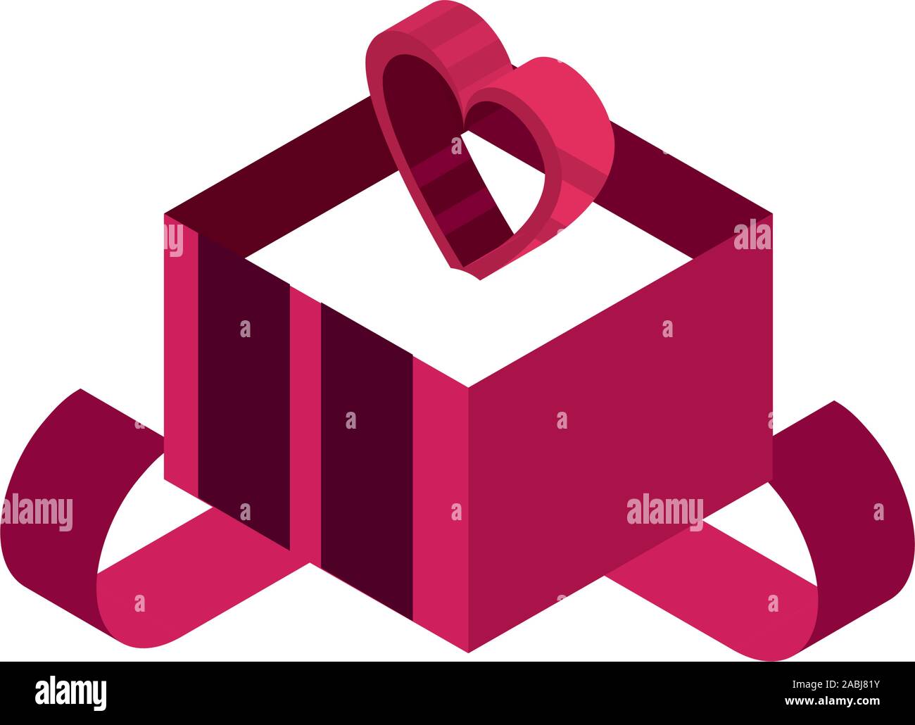 happy valentines day gift box with heart love romantic isometric icon ...