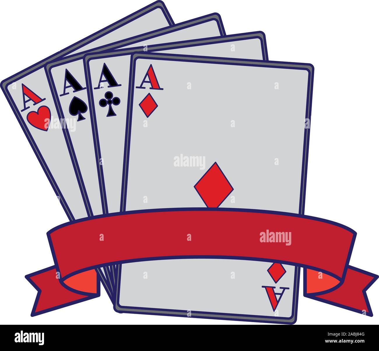 aces of playing cards with decorative ribbon Stock Vector Image & Art ...