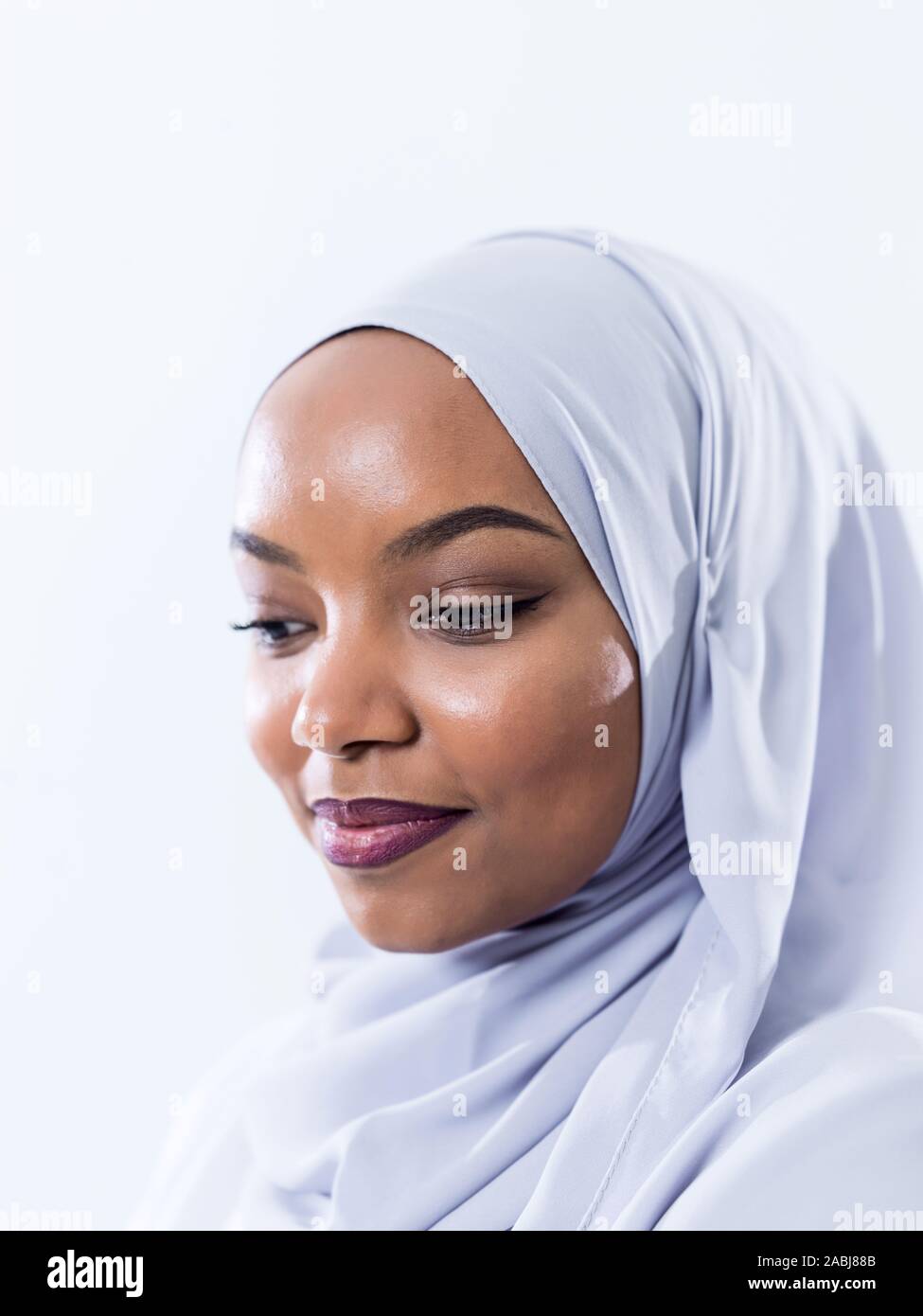 portrait of young modern muslim afro beauty wearing traditional islamic ...