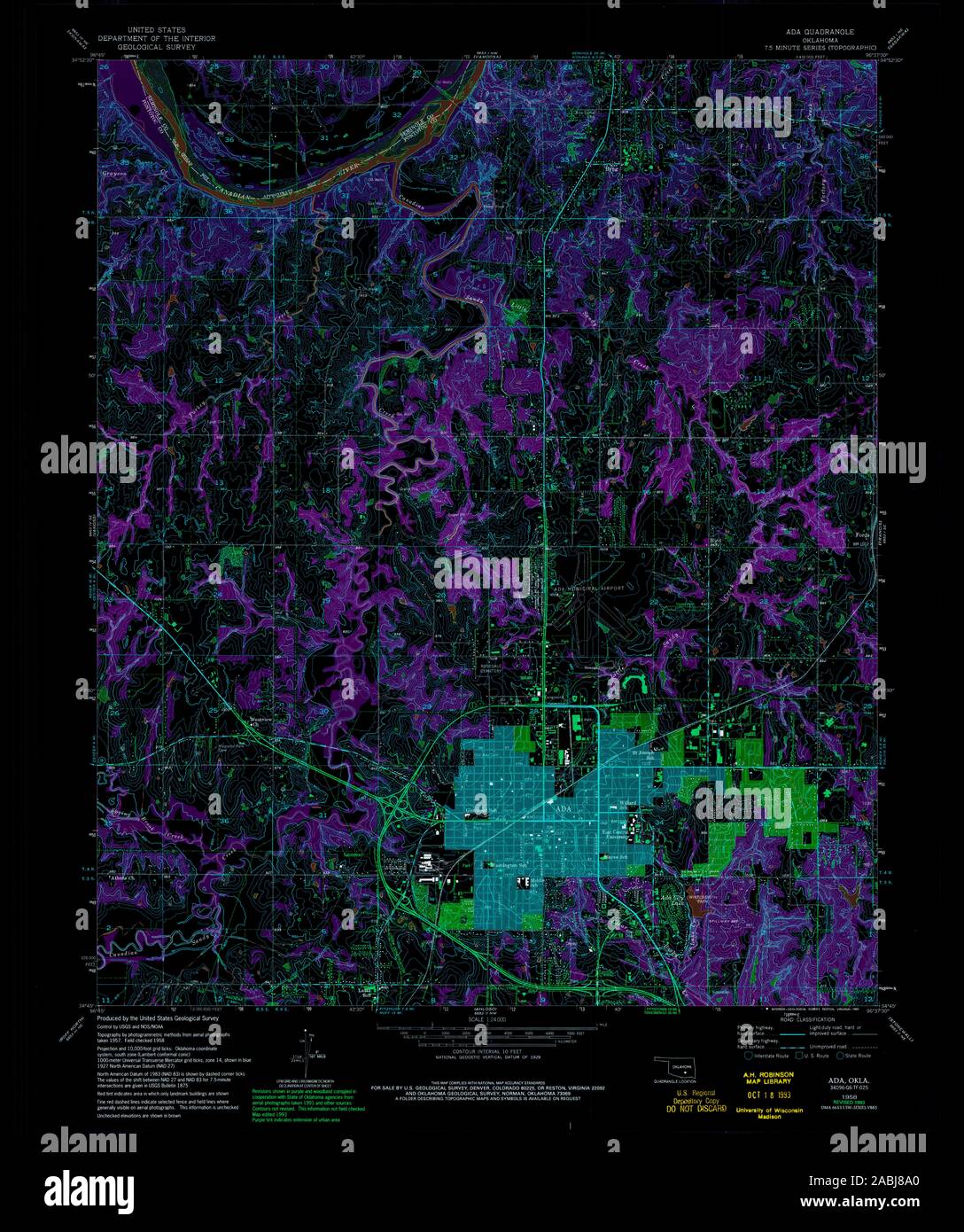 Ada oklahoma map hi-res stock photography and images - Alamy