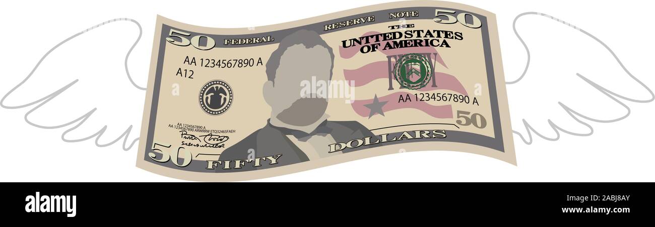 This is a illustration of Feathered Deformed 50 dollars note Stock ...