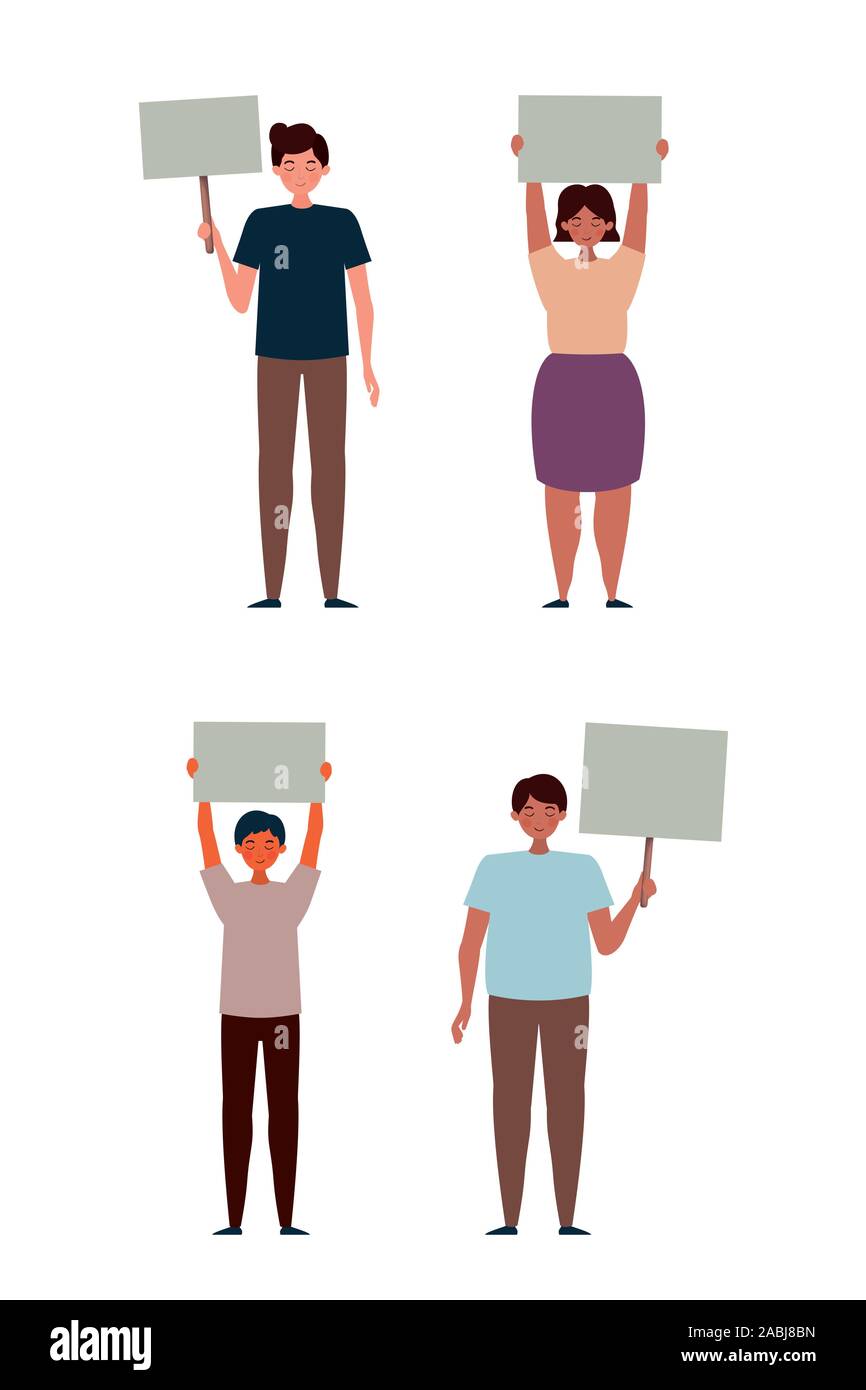 Set of people avatars with banners vector design Stock Vector Image ...