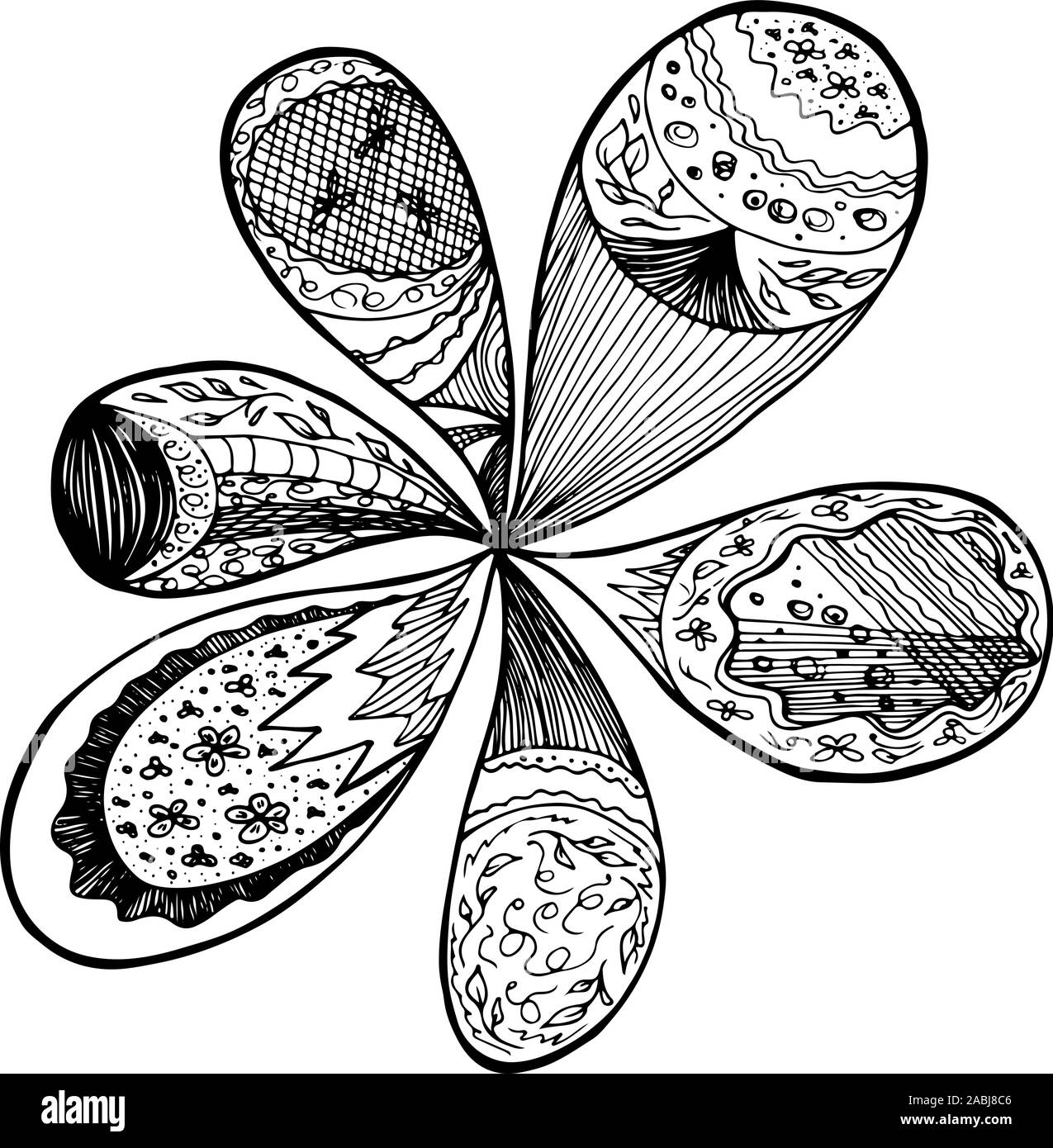 Engraved hand drawn abstract orchid. Retro flowers hand outline orchid ...