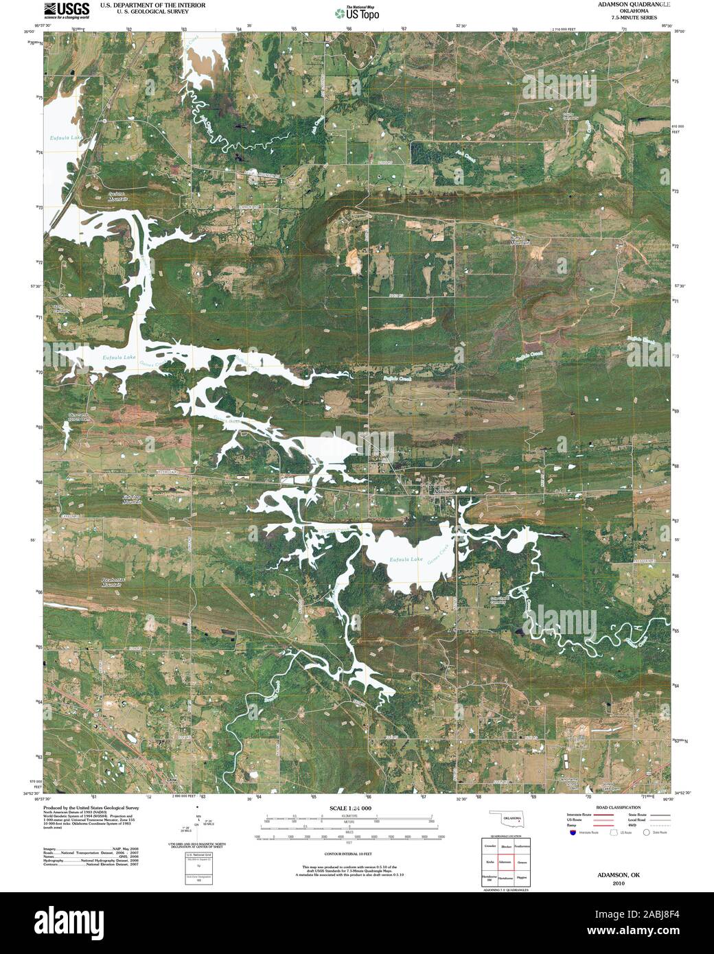 USGS TOPO Map Oklahoma OK Adamson 20100131 TM Restoration Stock Photo ...