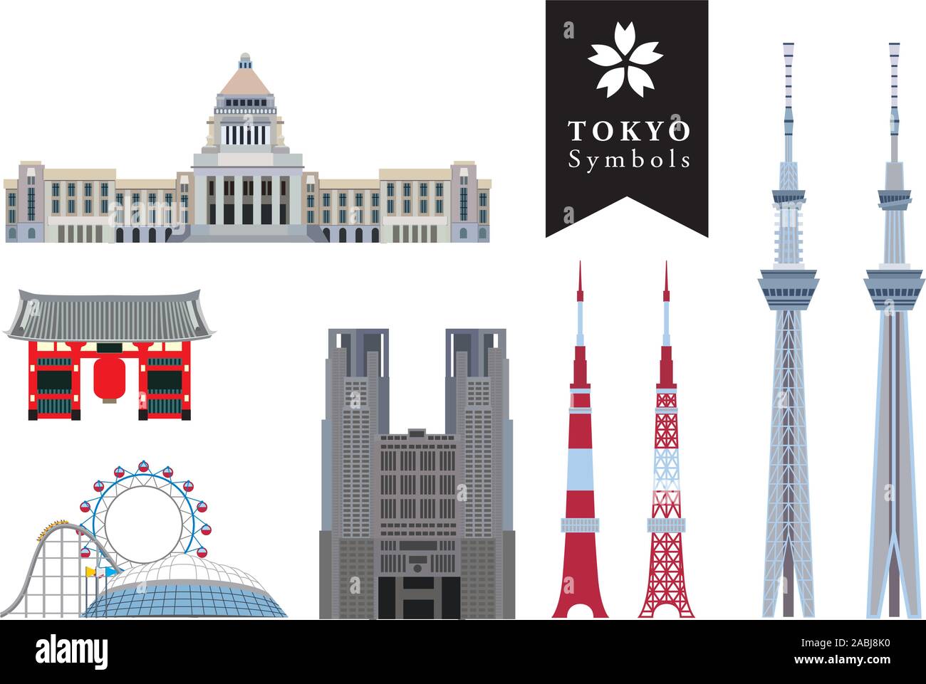 Infographic elements of TOKYO JAPAN, TOKYO Symbol, Tokyo landmarks ...