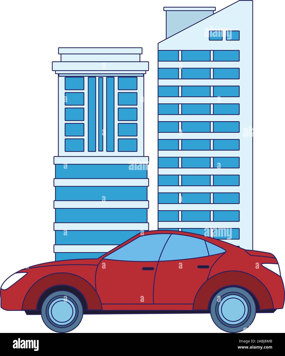 red car and modern buildings icon, colorful design Stock Vector Image ...