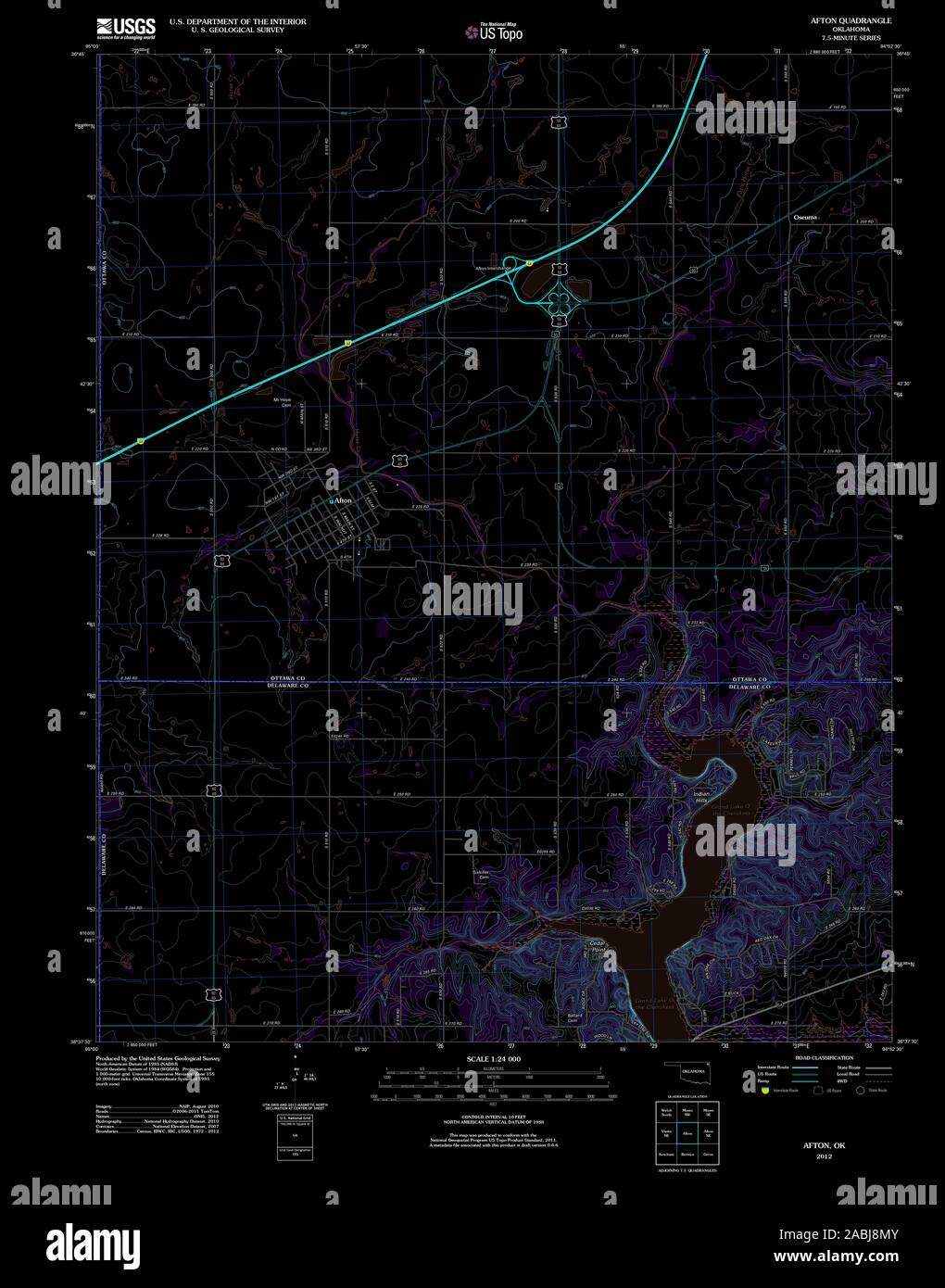 Afton oklahoma map hi-res stock photography and images - Alamy
