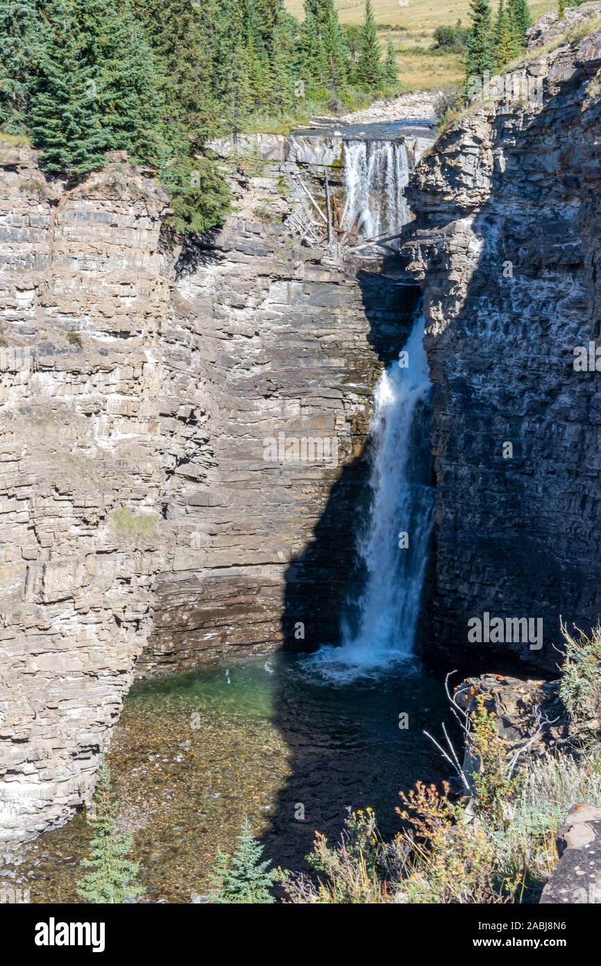 Beautiful waterfall in a mountain canyon Stock Photo - Alamy