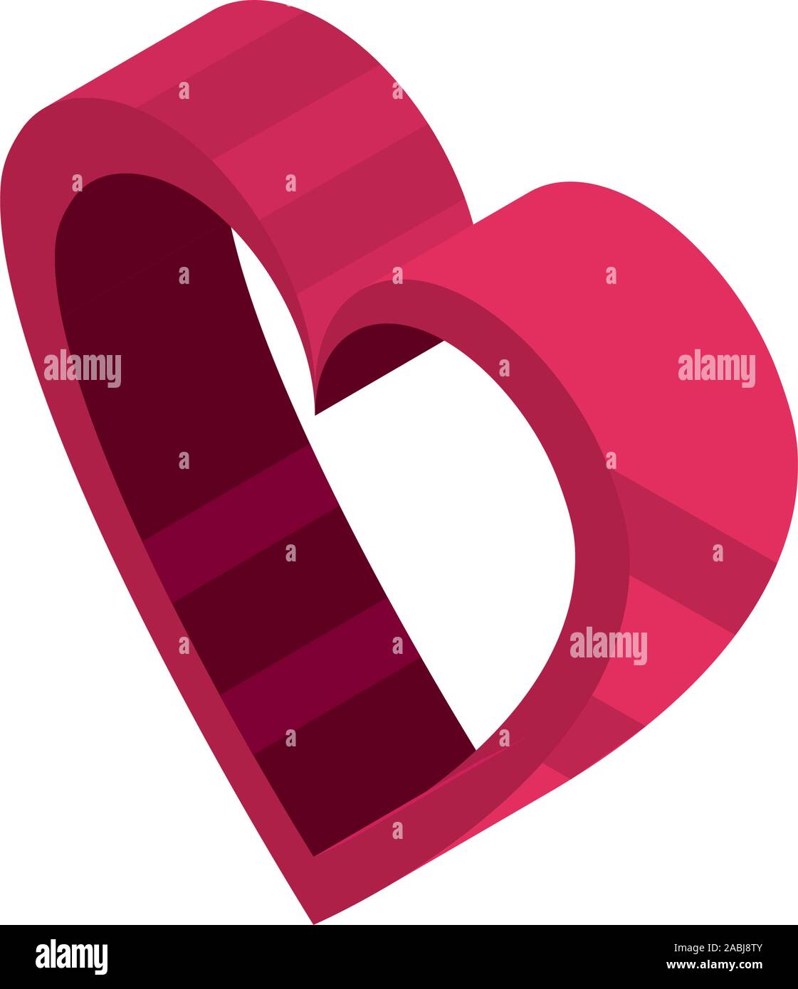 happy valentines day heart love contour romantic isometric icon vector ...