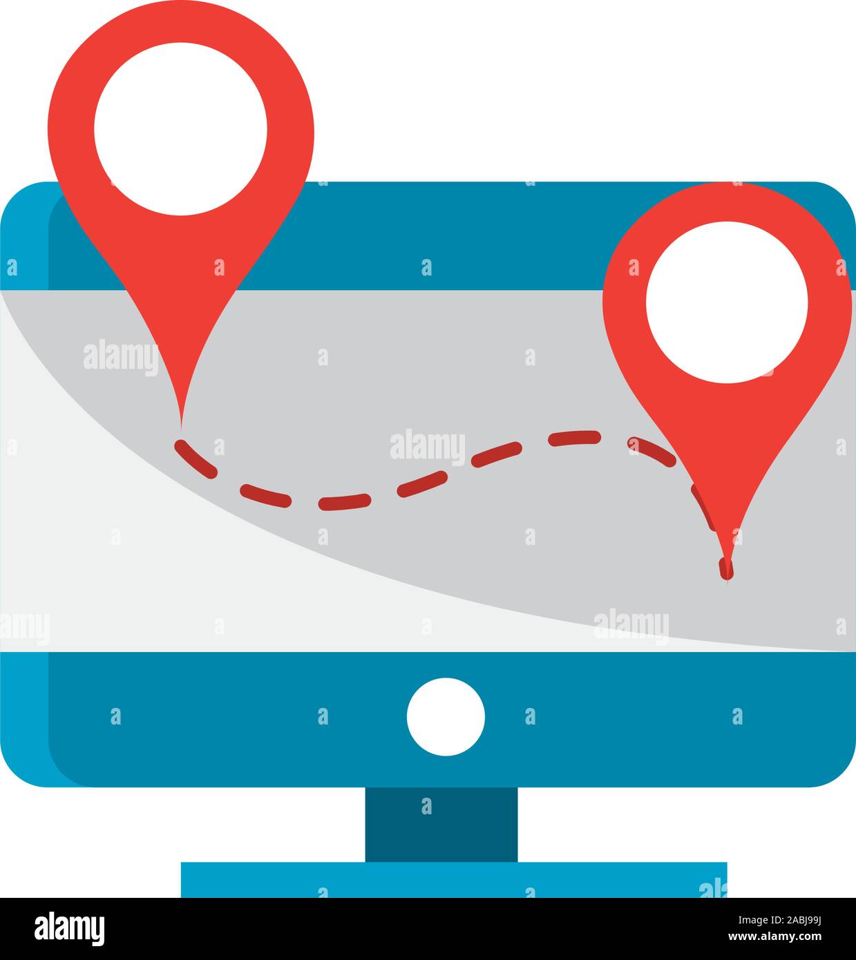 computer track route pointer gps map and navigation vector illustration ...