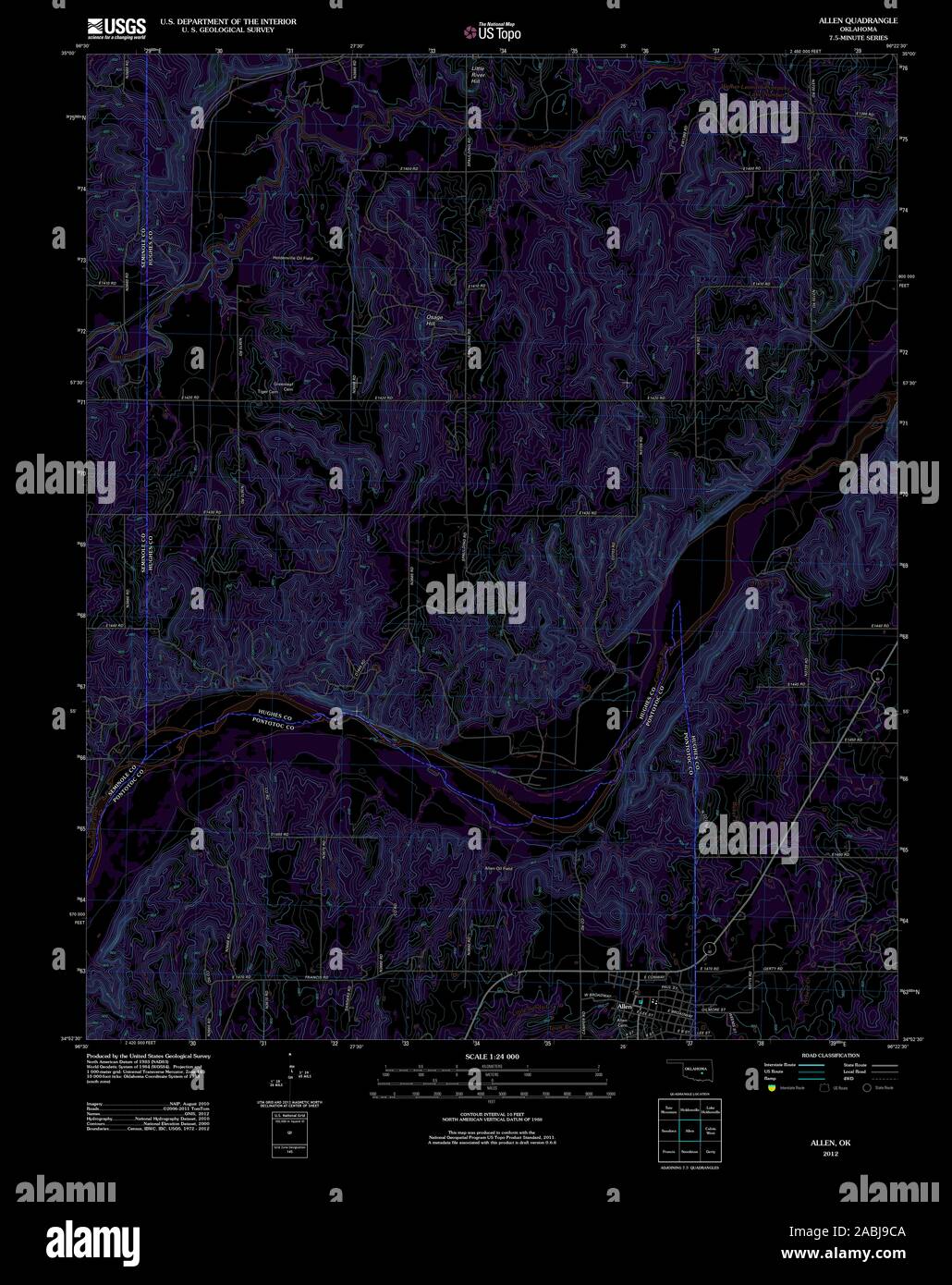 Map of allen oklahoma hi-res stock photography and images - Alamy