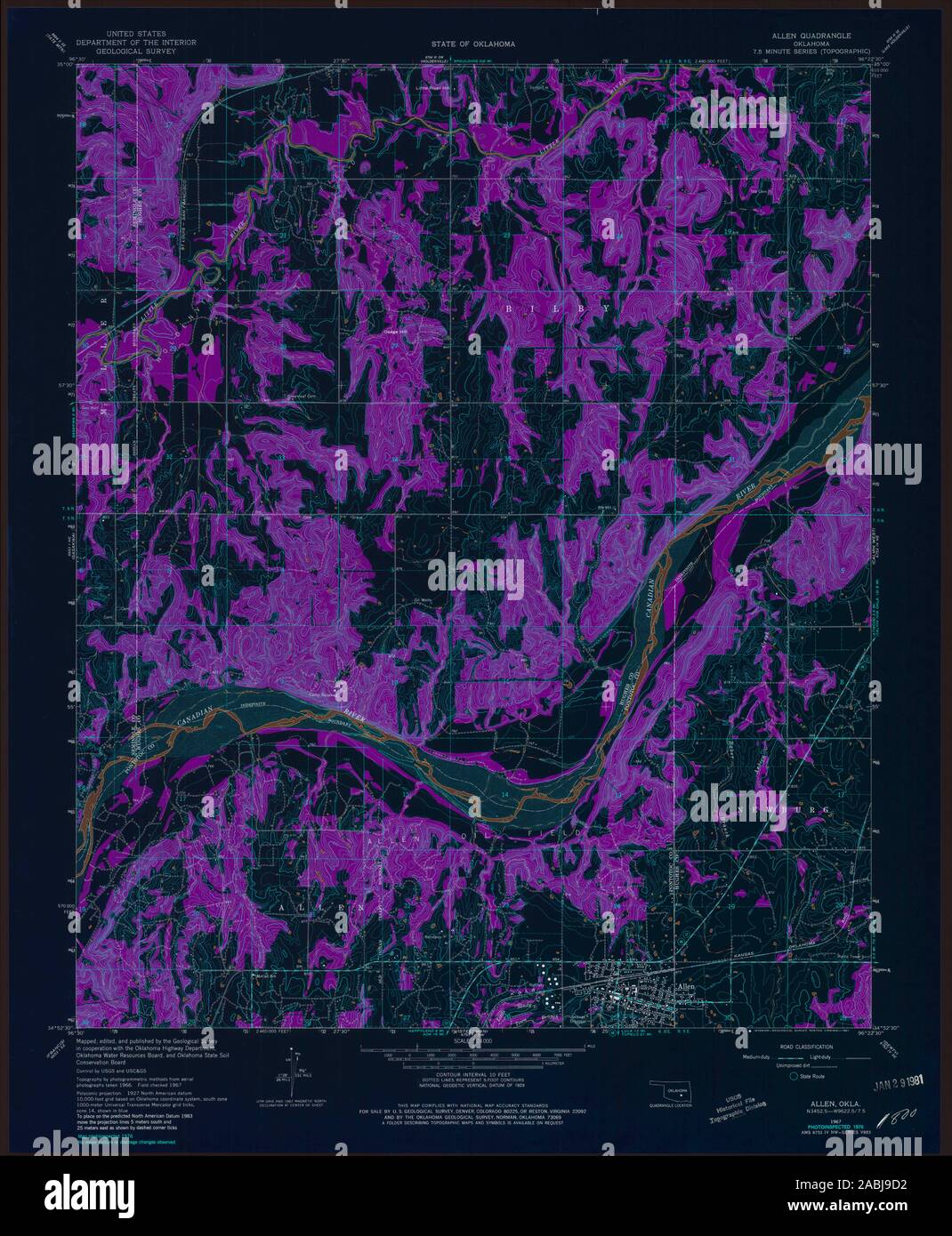 Map of allen oklahoma hi-res stock photography and images - Alamy