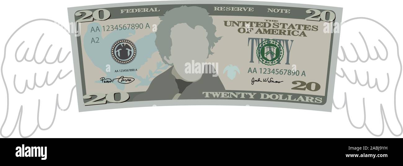This is a illustration of Feathered Deformed 20 dollars note Stock ...