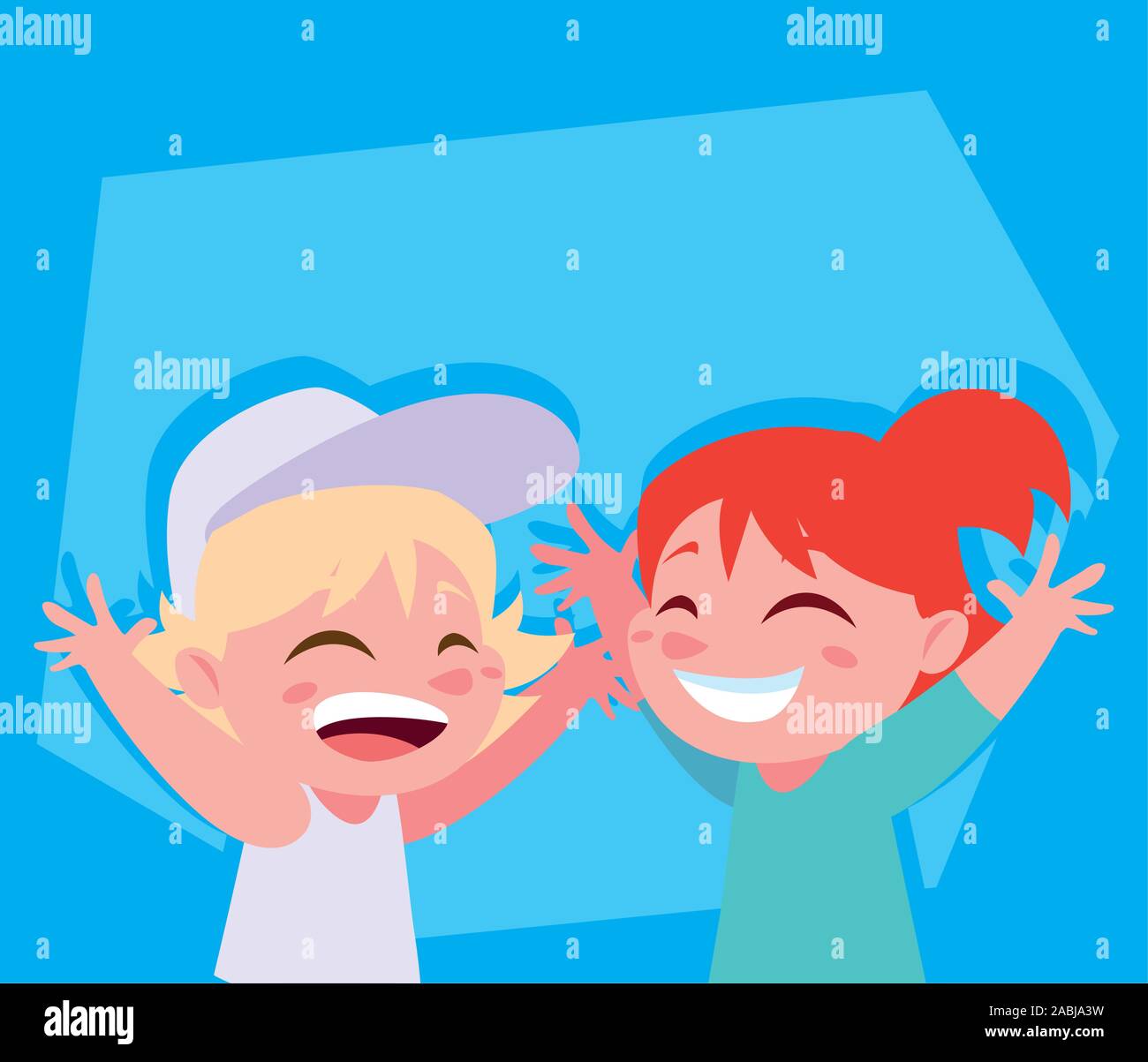 children smiling on blue background vector illustration design Stock ...