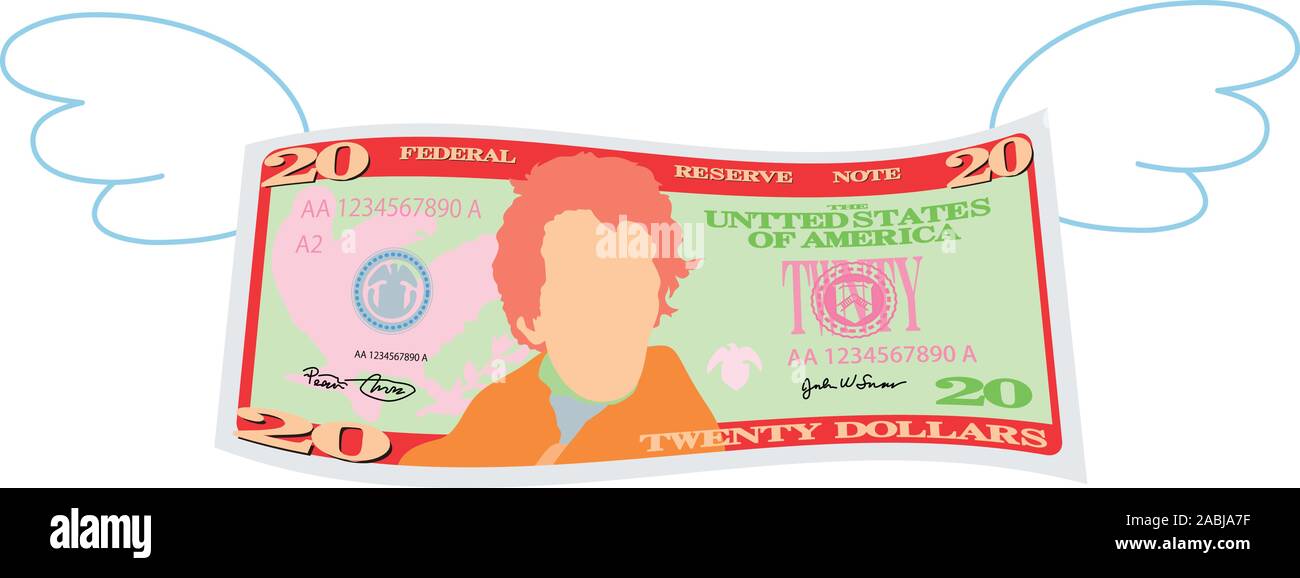 This is a illustration of Feathered Deformed 20 dollars note Stock ...