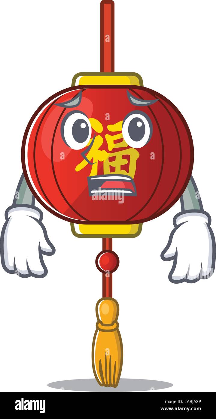 Asian lantern Cartoon character showing afraid look face Stock Vector ...