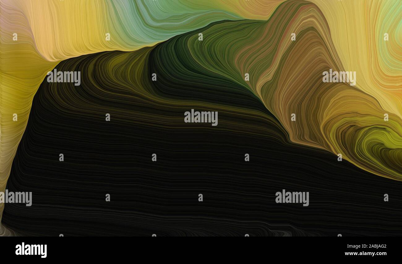 abstract waves design with peru, very dark green and dark olive green ...