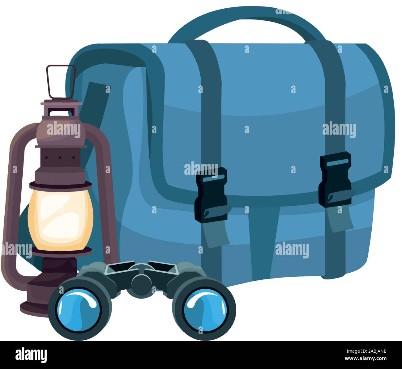 camping bag with lantern and binoculars icon Stock Vector Image & Art ...