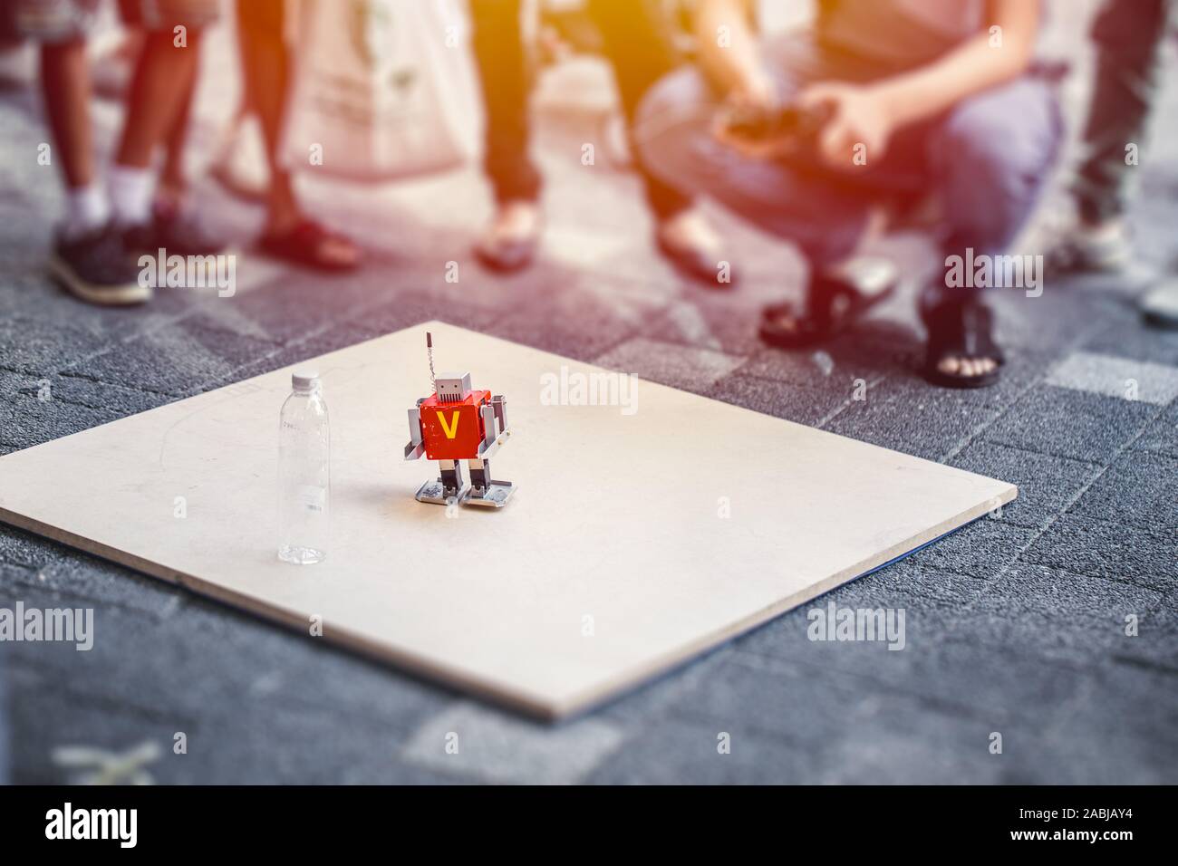 Mini robot DIY Test working with remote control for engineering kid ...