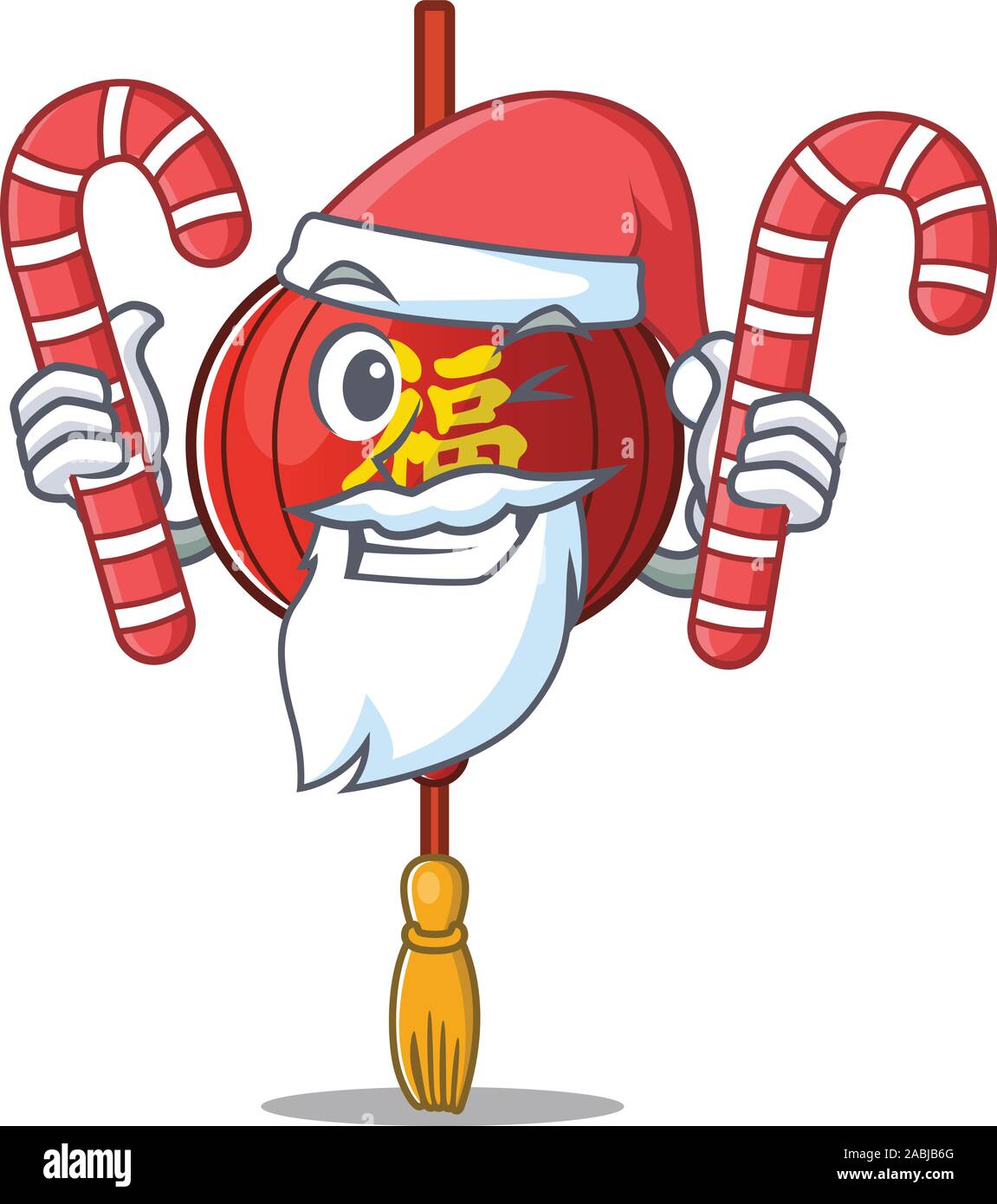 Asian lantern Cartoon character in Santa with candy Stock Vector Image ...