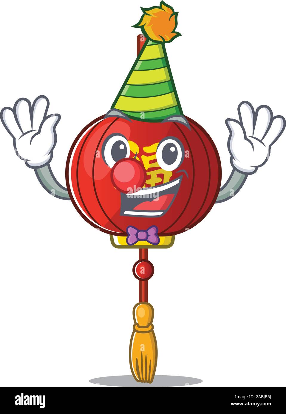Cute Clown asian lantern placed on cartoon character mascot design ...