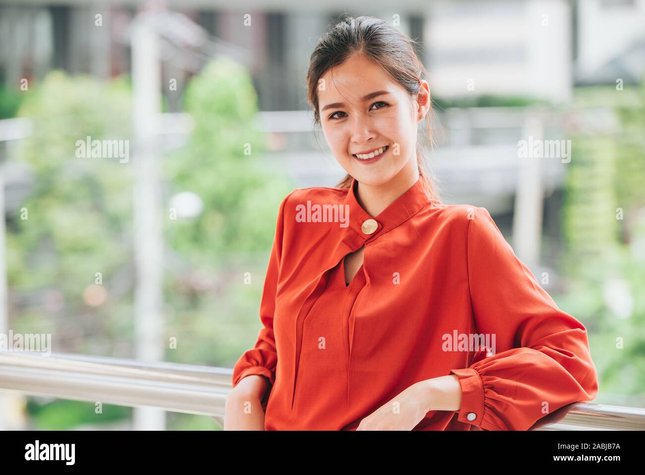 Beautiful cute Asian business young startup CEO working woman smiling ...