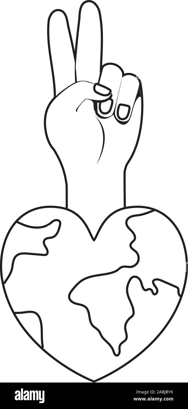 Planet heart and hand of human rights concept vector design Stock ...