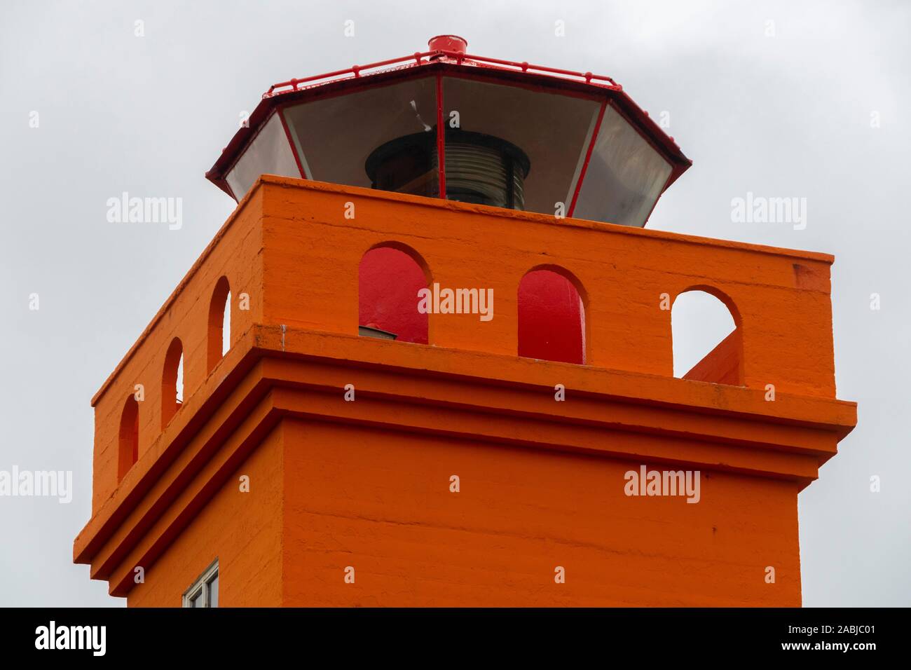 Orange lighthouse at Svörtuloft, Iceland Stock Photo - Alamy