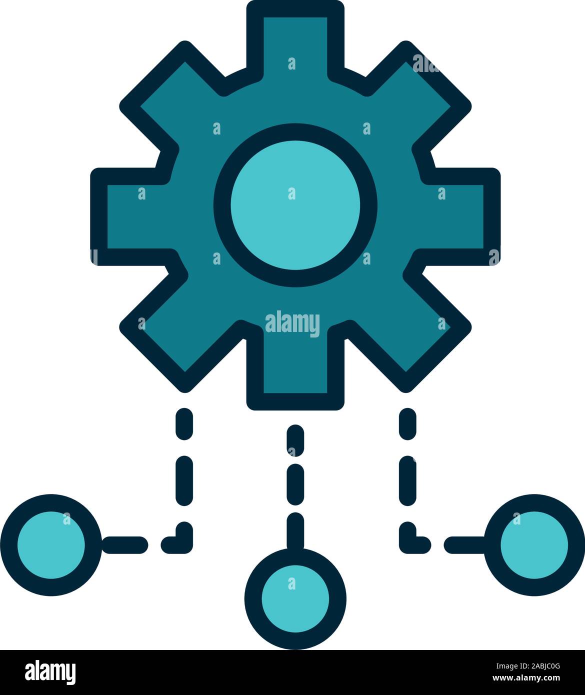 setting gear connection internet of things line and fill icon vector ...