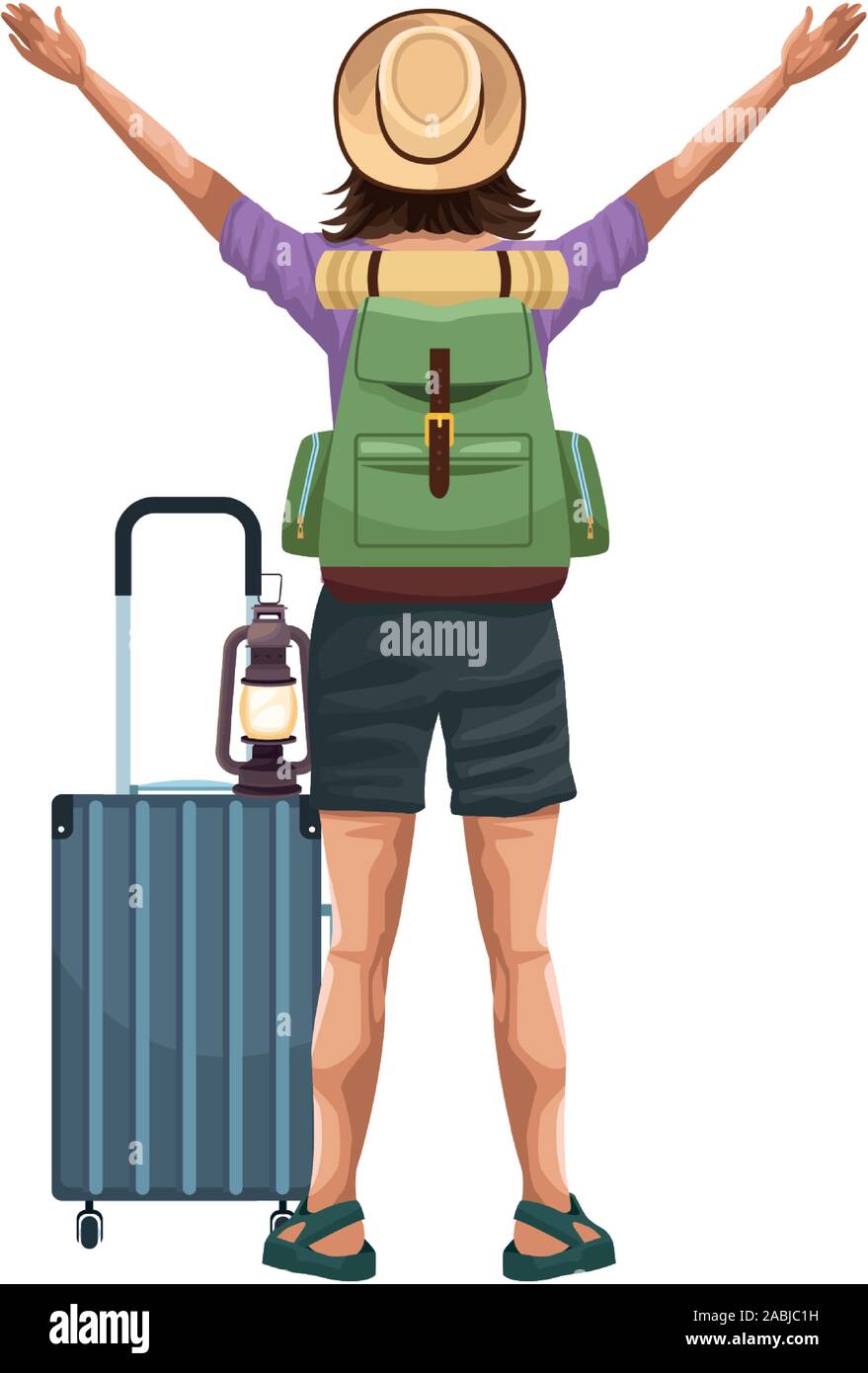 Woman backpacking Stock Vector Images - Alamy