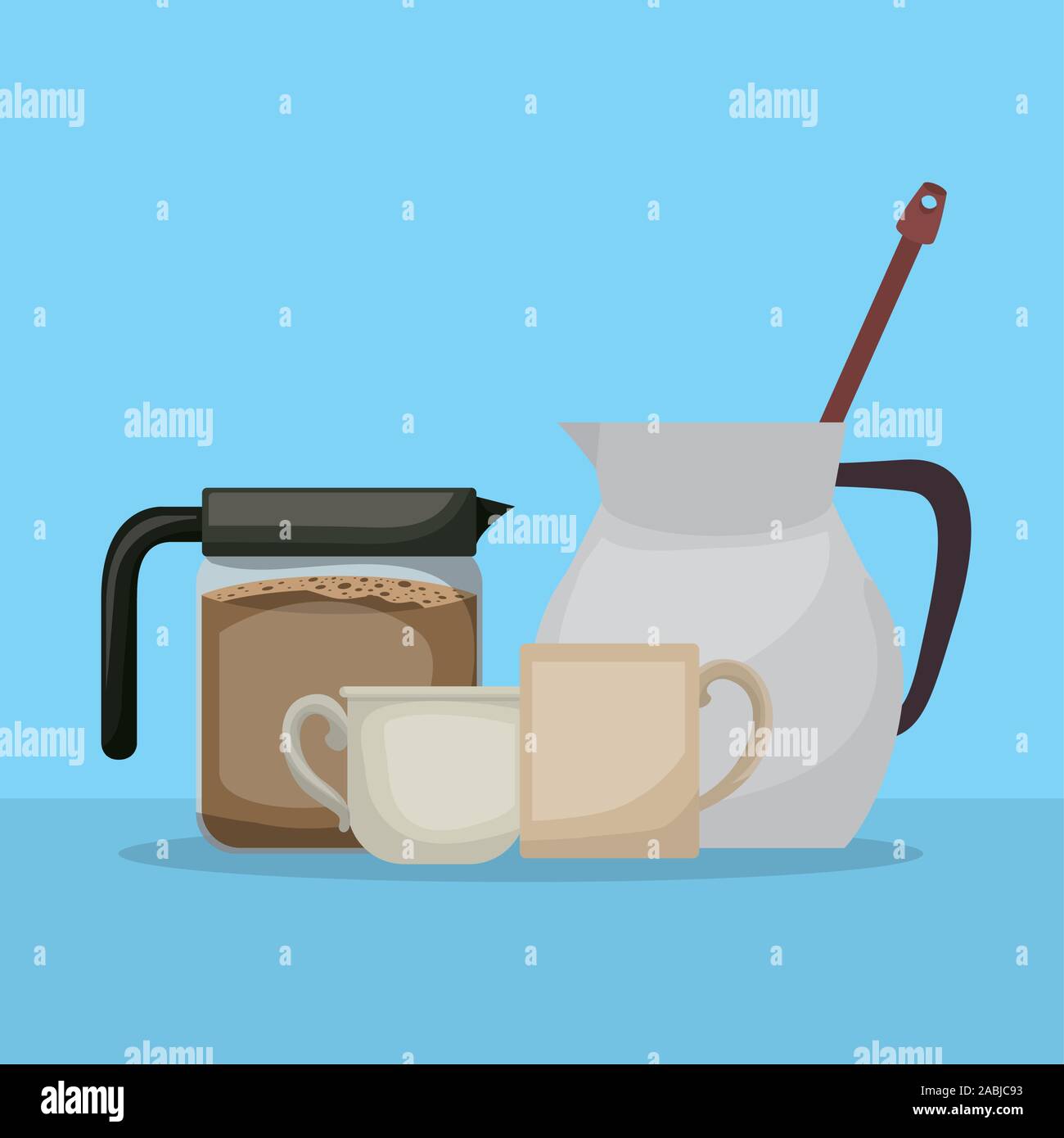 Coffee pot pitcher and cups vector design Stock Vector Image & Art - Alamy