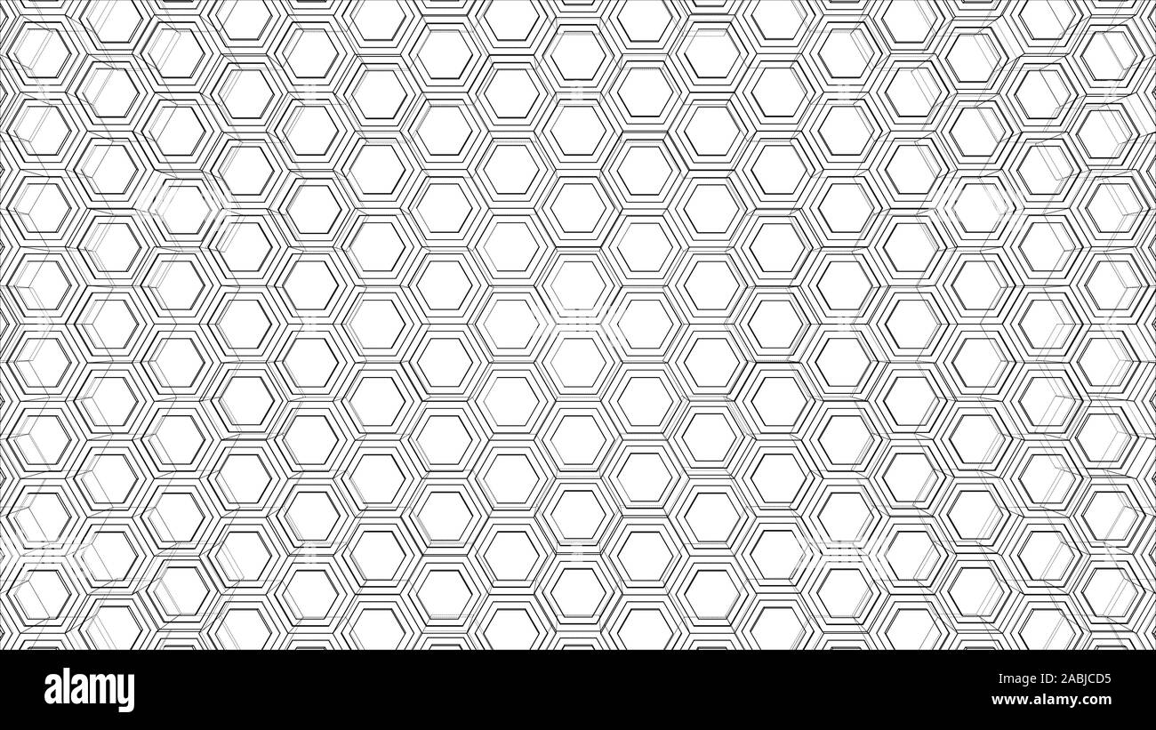 Abstract background of hexagons outline. Vector rendering of 3d. Wire ...