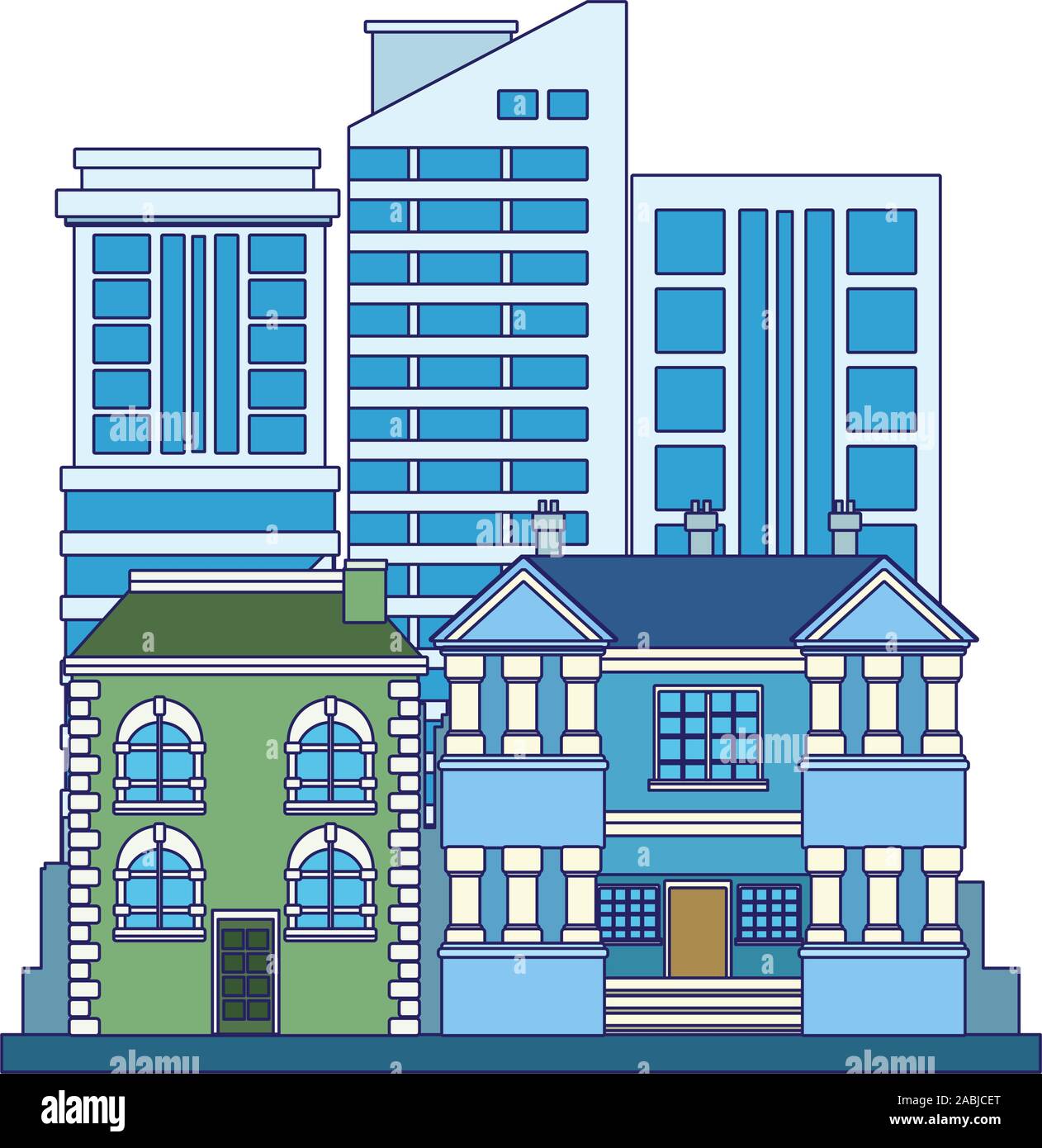 vintage city buildings icon, flat colorful design Stock Vector Image ...