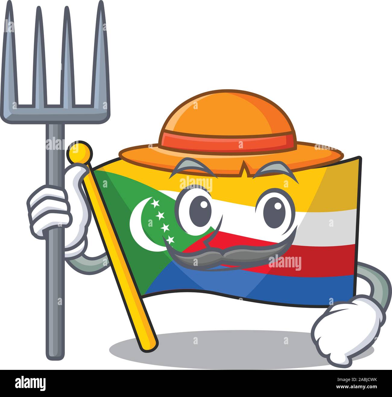 Farmer flag comoros cartoon character with hat and tools Stock Vector ...