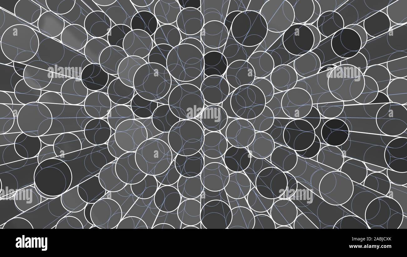 Abstract background of colorful outline cylinders. 3D illustration ...