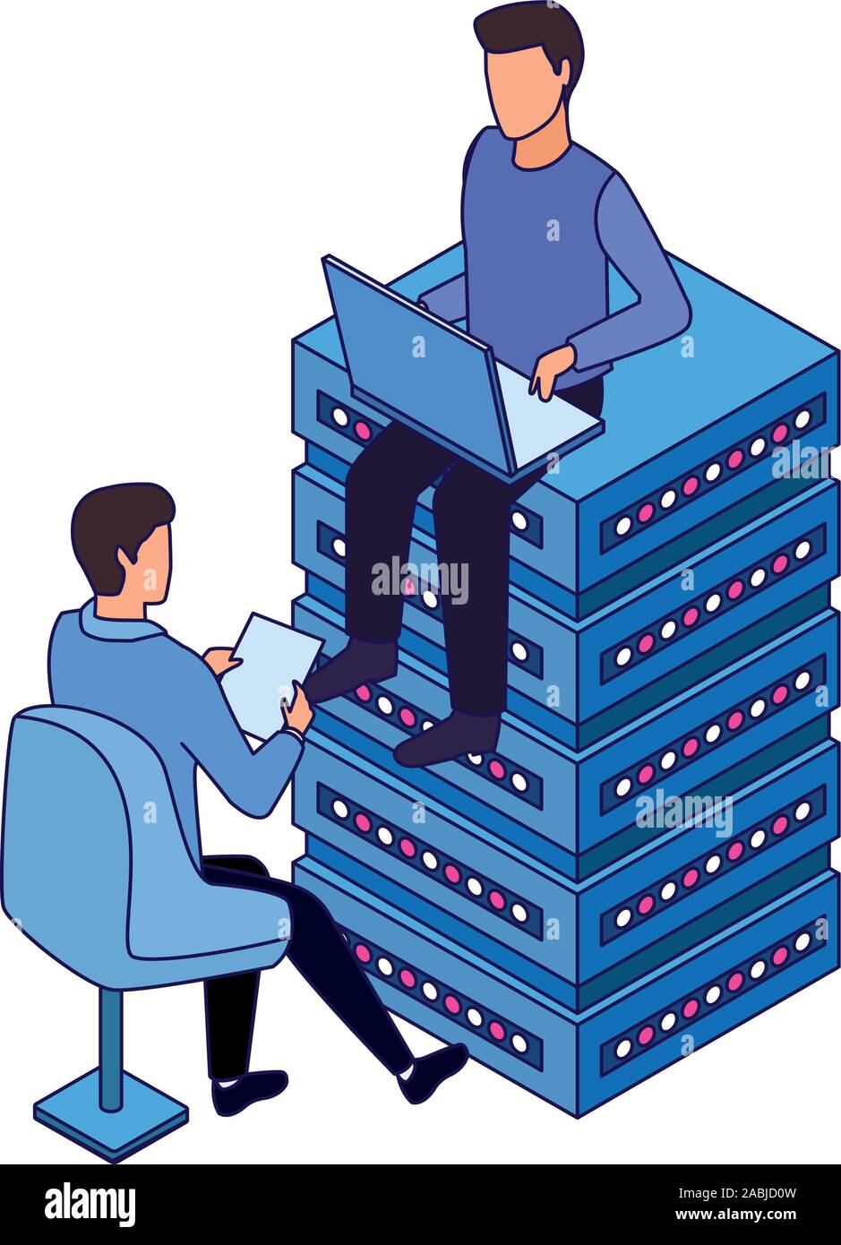avatar man sitting on data server center and man sitting on a chair ...