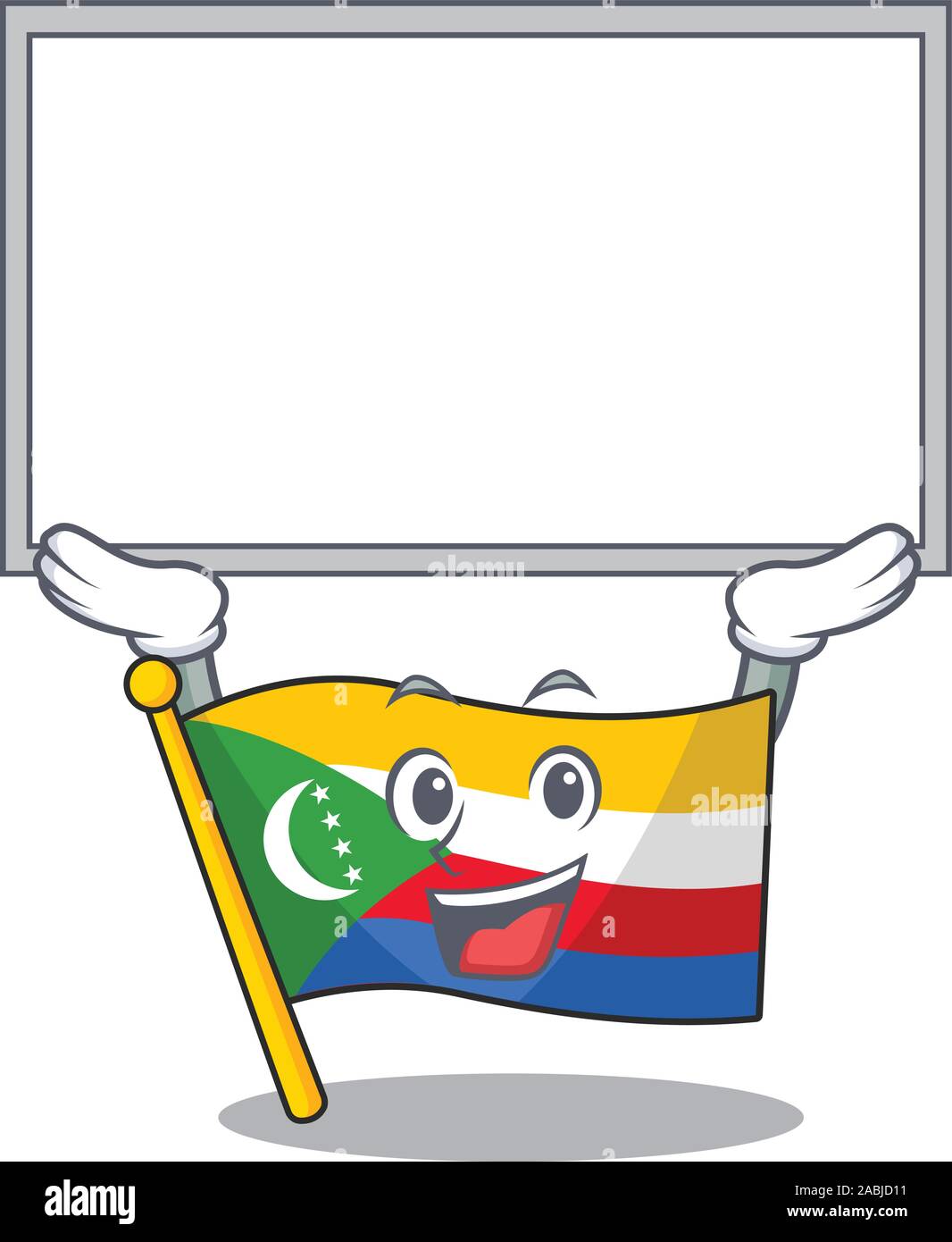 cute cartoon character flag comoros raised up board Stock Vector Image ...