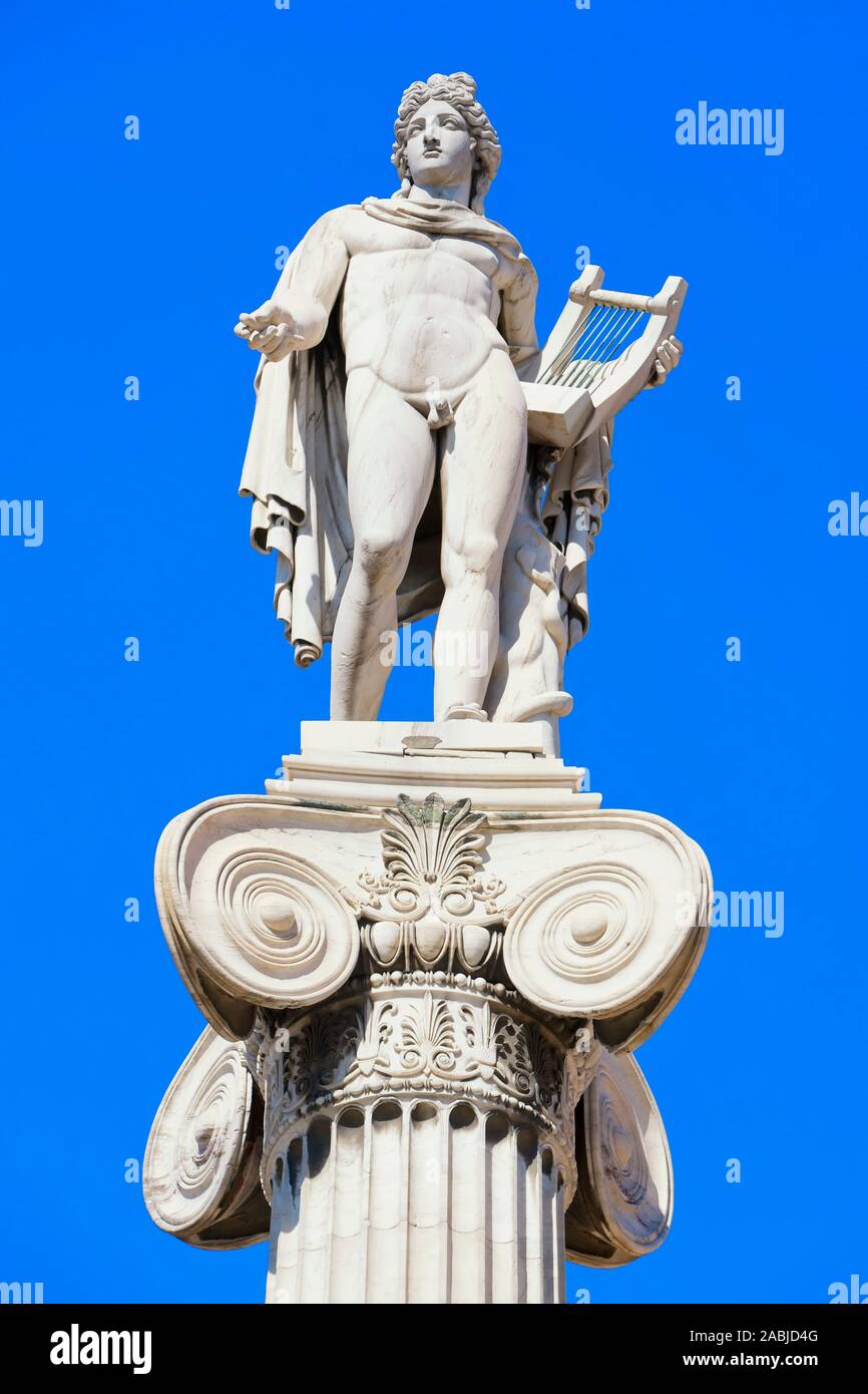 Statue of apollo outside the academy of athens hi-res stock photography ...
