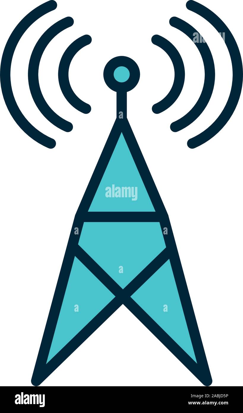 antenna signal transmission internet of things line and fill icon ...