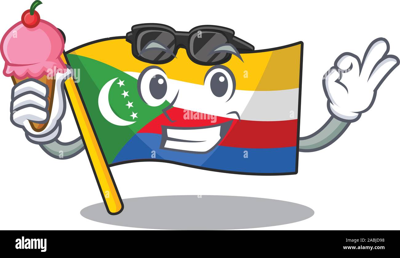 cartoon Mascot featuring flag comoros with ice cream Stock Vector Image ...