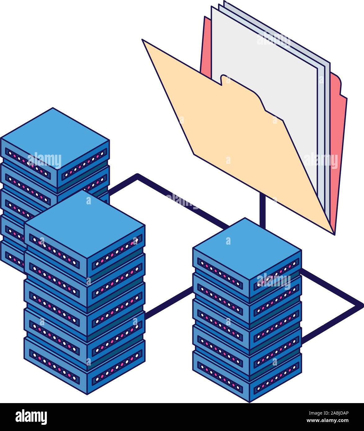 connection folder with data servers icon Stock Vector Image & Art - Alamy