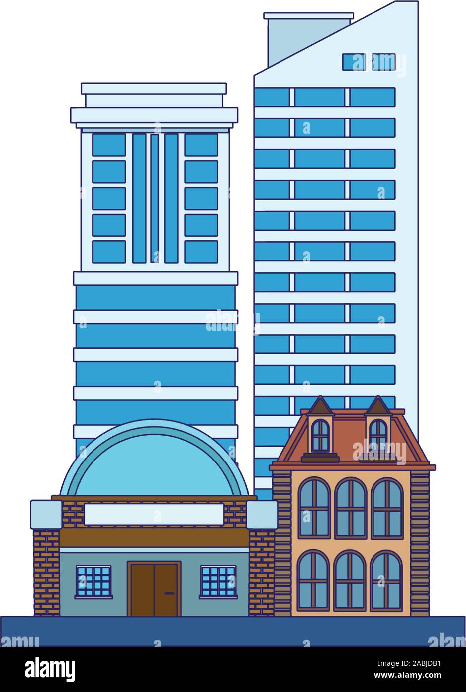 Contemporary and old buildings Stock Vector Images - Alamy