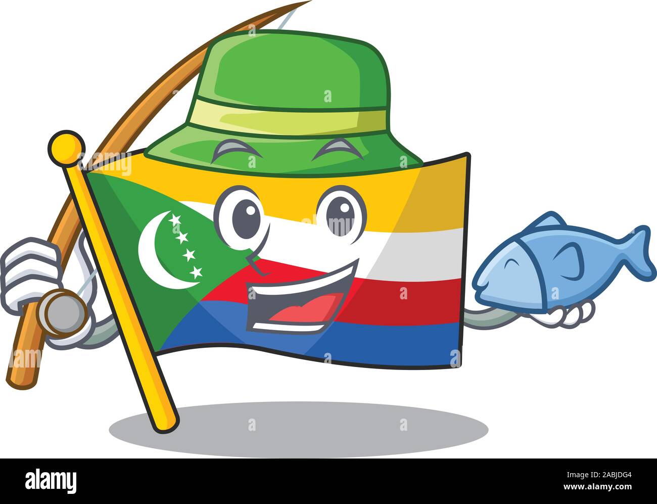 Cartoon character of funny Fishing flag comoros design Stock Vector ...