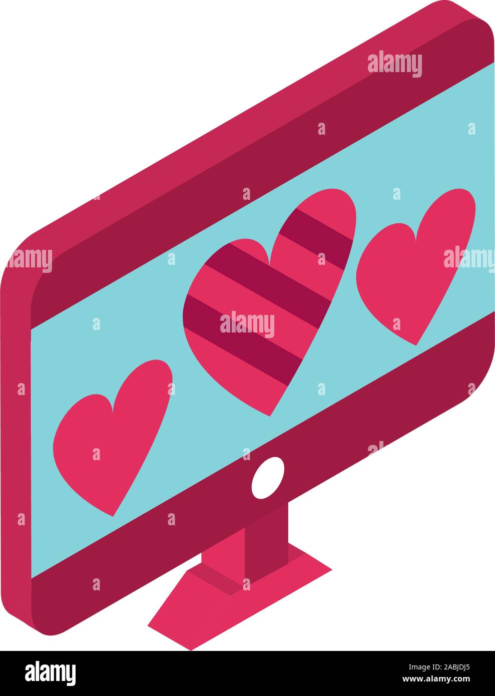 happy valentines day computer monitor love hearts romantic isometric ...