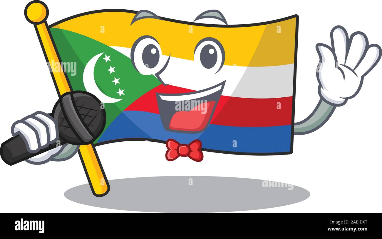 cartoon Singing flag comoros while holding a microphone Stock Vector ...