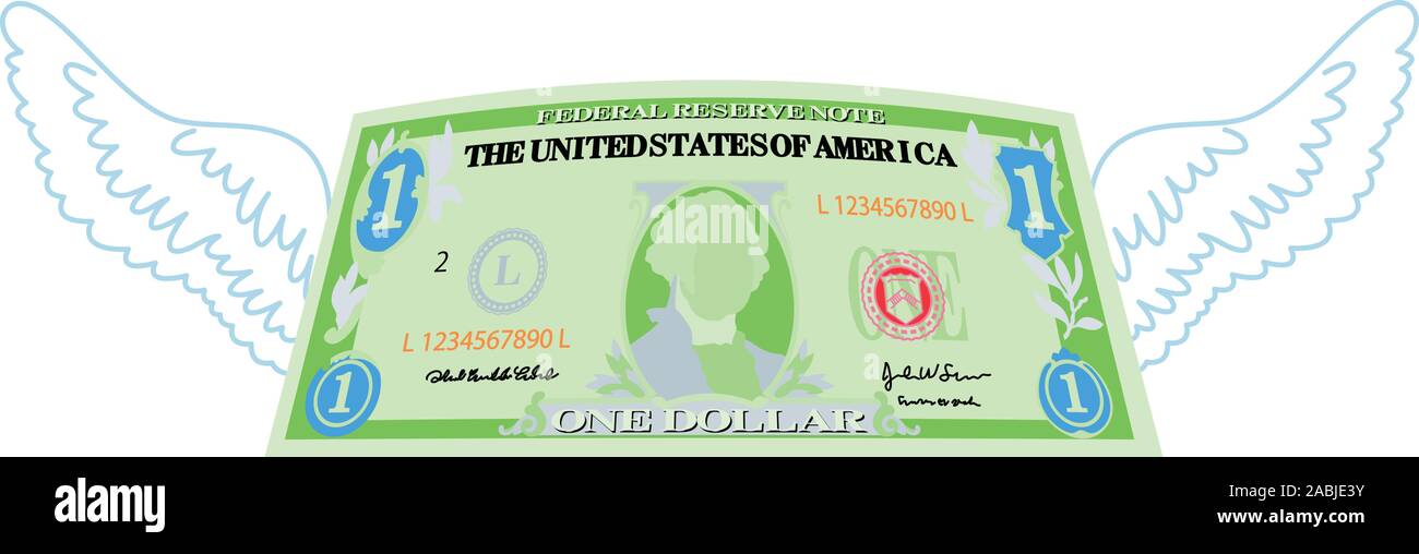 This is a illustration of Feathered Deformed 1 dollar note Stock Vector ...