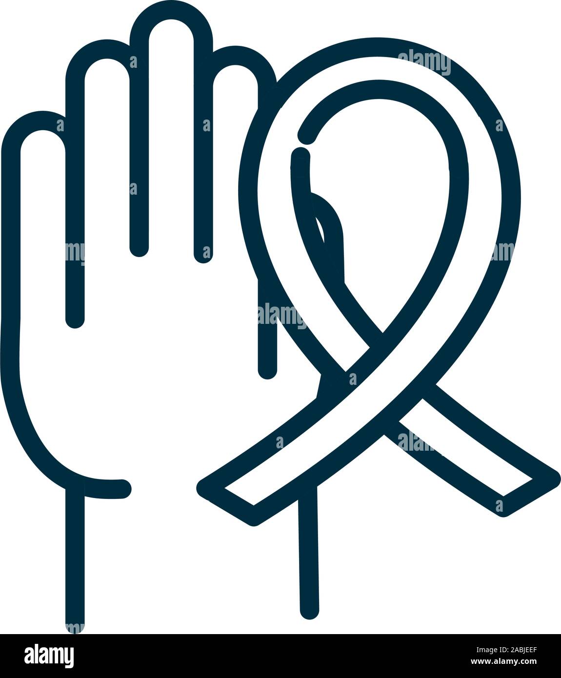 hand with ribbon campaign peace and human rights line vector ...