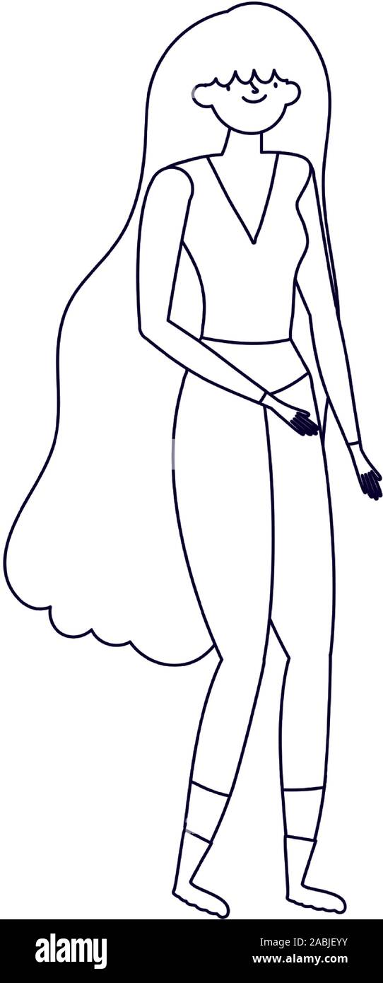 young woman cartoon character standing white background vector ...