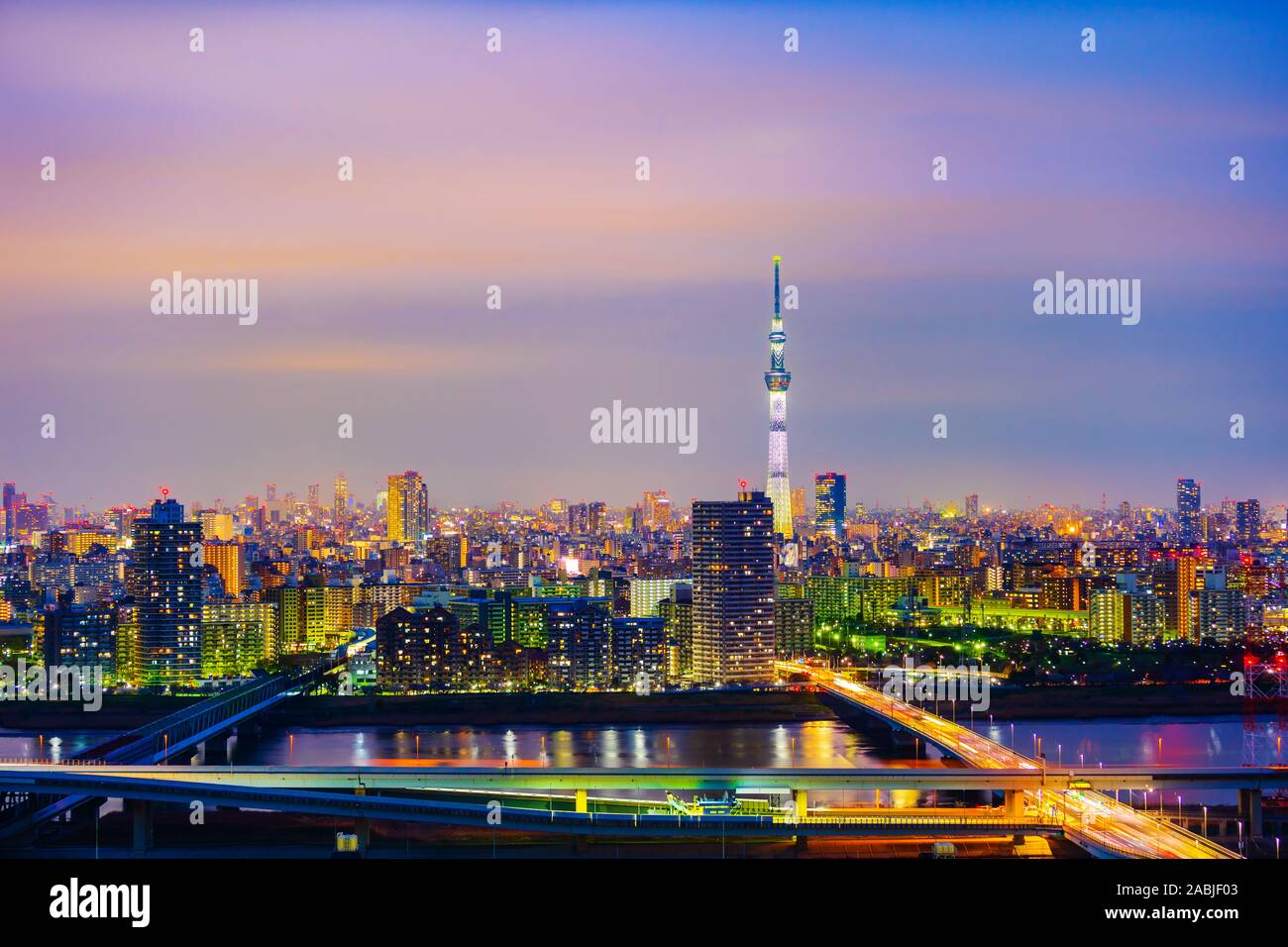 Tokyo cityscape at twilight, Japan Stock Photo - Alamy