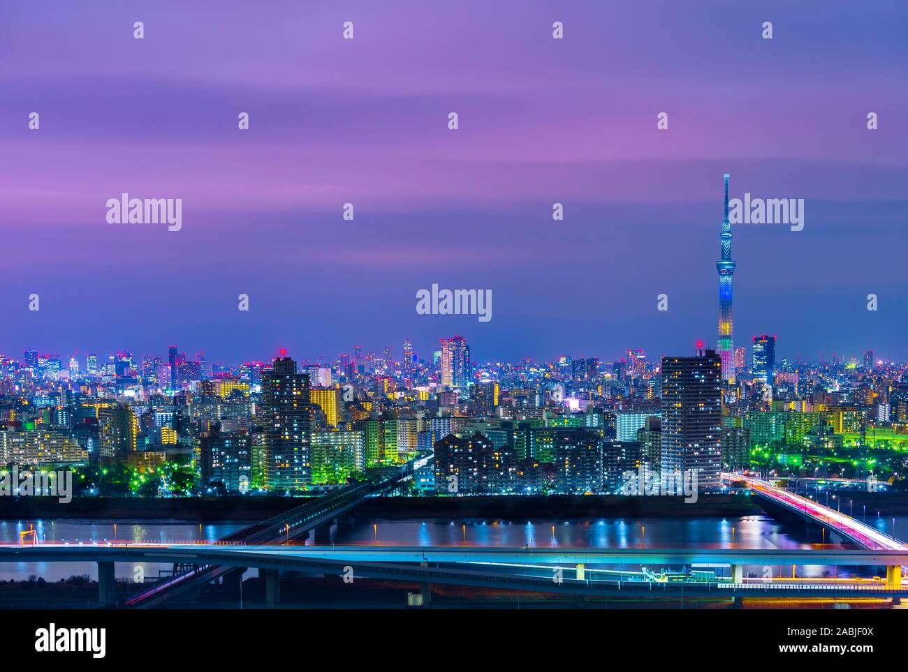 Tokyo cityscape at twilight, Japan Stock Photo - Alamy